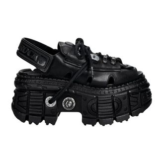 New Rock Schn&uuml;r-Plateau-Sandalen - - Shoes - Damen - Schwarzk - 37 EU