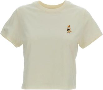 Maison Kitsun&eacute; Femme, Tops, Beige, Taille: 40 FR Baby Fox Patch T-shirt
