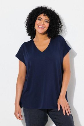 Ulla Popken Sweatshirt Sweatshirt Oversized V-Ausschnitt Halbarm