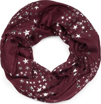 styleBREAKER Schlauchschal Loop Schal mit Metallic Sterne Print
