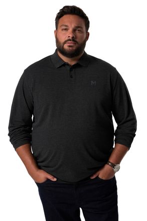 Men Plus Herren gro&szlig;e Gr&ouml;&szlig;en &Uuml;bergr&ouml;&szlig;en Menswear L-8XL Men+ Poloshirt, Bauchfit, Basic, Piqu&eacute;, Langarm, bis 10 XL schwarz 10XL 836274100-10XL