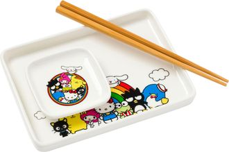 Silver Buffalo Sanrio Hello Kitty and Friends Rainbow Keramik-Sushi-Set, klein, 3-teilig
