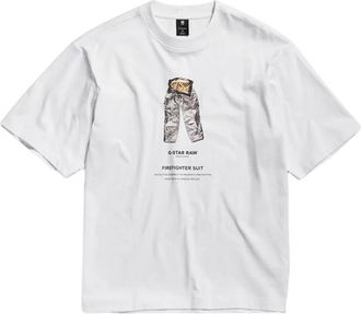 G-Star Homme, Tops, Blanc, Taille: 2XL T-shirt Boxy &agrave; imprim&eacute; darchives