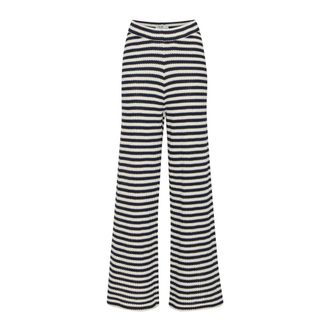 Ichi Gestreifte Straight Leg Hose Total Eclipse - - Trousers - Damen - Schwarzk - 2XL