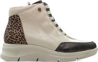 Pitillos Bottes en cuir, lacets élastiques et fermeture éclair, semelle en caoutchouc, imprimé animal, bottines plates pour femme, citronier, 39 EU