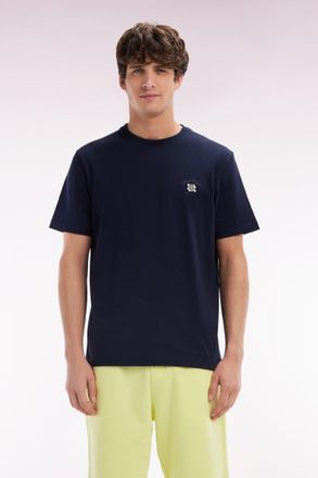 Eden Park T-shirt En Coton Marine Broderie Multicolore Coupe D&eacute;contract&eacute;e