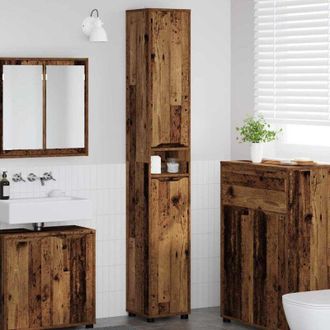 vidaXL vidaXL Cabinet de salle de bain Bois Ancien 30,5 x 30 x 195 cm