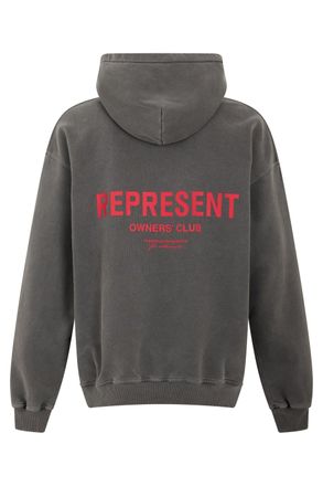 Represent Mens Hooded Sweatshirt Washed Black Cotton Jumpers Sweater