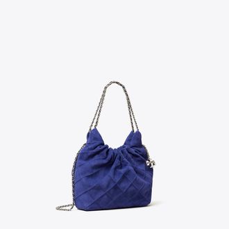 Tory Burch Damen Mini Fleming Hobo Bag aus weichem Wildleder