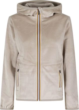 K-Way Femme, Sweatshirts et sweats &agrave; capuche, Beige, Taille: 36 FR Lily Velour Polar Reversible Jacket