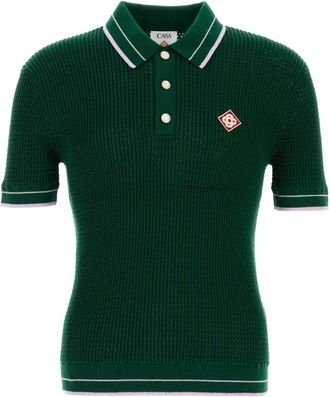 Casablanca Homme, Tops, Vert, Taille: S Polo &agrave; Manches Courtes en Crochet