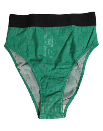 Dolce & Gabbana Womens Green Dg Logo Lace High Brief Panty Underwear Cotton Clothing