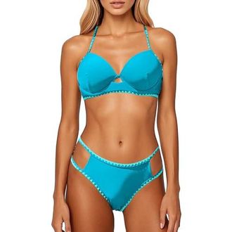 Generic Ensemble bikini pour femme - Taille haute - 2 pi&egrave;ces - Rembourr&eacute; - Push Up - Deux pi&egrave;ces - Maillot de bain pour piscine - Dos nu - V&ecirc;tements de vacanc
