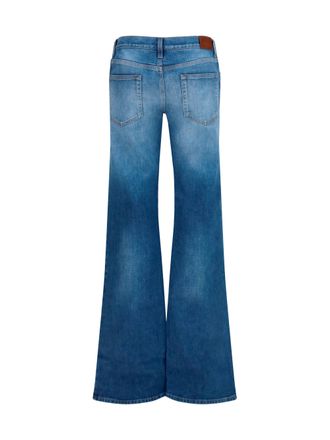 Gucci Womens Stretch Cotton Jeans With Horsebit Blue