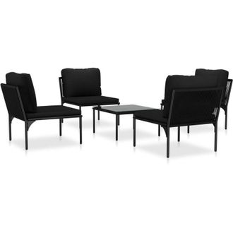 vidaXL 5-tlg. Garten-Lounge-Set mit Auflagen Schwarz pvc Vidaxl