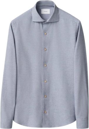 Eton Chemise Flanelle Unie - Homme - Chemises - Bleu - Taille: 2XL