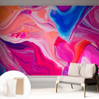 Tulup Carta Da Parati In Vlies Decorativa Per Pareti - Con Motivi Moderni - Con Colori Intensi - Per Ufficio Onde Liquide 312x219 Cm
