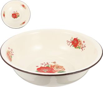 Valiclud Vintage Emaillierte R&uuml;hrsch&uuml;ssel 28cm Altmodisches Haushaltsbecken aus Umweltfreundlichem Material Retro K&uuml;chenmischbecken mit Feiner Verarbeitung Lei