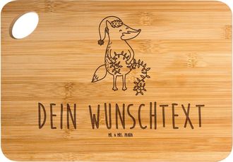 Mr. & Mrs. Panda Personalisiertes Schneidebrett Fuchs Weihnachten - Personalisierte Geschenke, Nikolaus, Winter, Holzbrettchen, Holzbrett Mit Gravur, Spruch sch&ouml;n, Sel