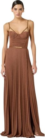 Elisabetta Franchi Femme, Robes, Brun, Taille: 44 FR Red Carpet Jersey Lam&eacute; Dress