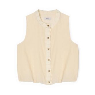 Motivi Top aus Lyocell-Mix mit Strickkanten - - Tops - Damen - Wei&szlig; - M