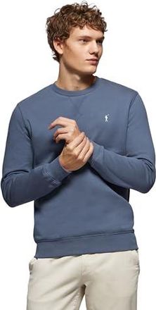 Polo Club Sweatshirt Basique à Col Ras du Cou Bleu Denim à Logo - Sweater pour Hommes - 100% Coton