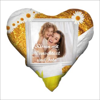 Indigos UG Foto-Kissen Herz mit eigenem Foto individuell Bedruckt - Sun - selbst gestalten - 38x38 cm - bunt - mit Kissenfüllung - personalisierte Geschenkidee -