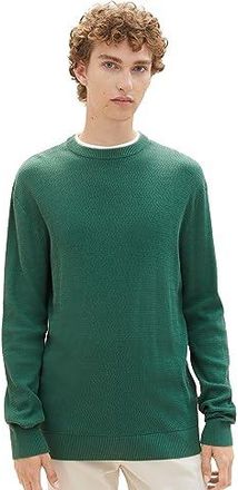 Tom Tailor Denim TOM TAILOR Pull 2 en 1 en Denim avec col matelassé, 10778-Vert Chasseur, L pour des Hommes