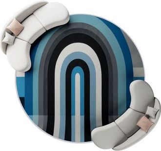 Generic Tapis Lavable et Antid&eacute;rapant Bleu pour Salon Salle &agrave; Manger Chambre Adulte et Ado Cuisine - Tapis Motif Moderne Peinture Abstraite G&eacute;om&eacute;trique Lignes