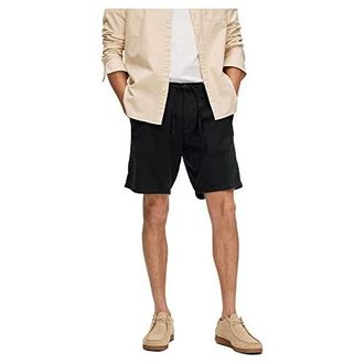 Selected SELETED HOMME Slhregular-Brody Linen Short Noos Pantalon en Lin, Noir, XL