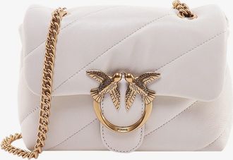 Pinko Matelassé leather shoulder bag with iconic love birds buckle - PINKO - gender_Woman