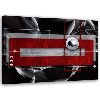 Feeby Bild auf Leinwand Abstrakt Art Kunstdruck modern f&uuml;r Schlafzimmer Rot 90x60 cm