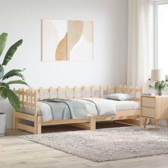vidaXL Vidaxl - Lit coulissant 2x(80x200) cm en bois massif - Sommier &agrave; lattes pour meilleure circulation dair - Assemblage requis