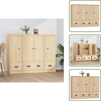 vidaXL The Living Store Highboards 3 Stk. Sonoma-Eiche Holzwerkstoff - Hochregal Holz