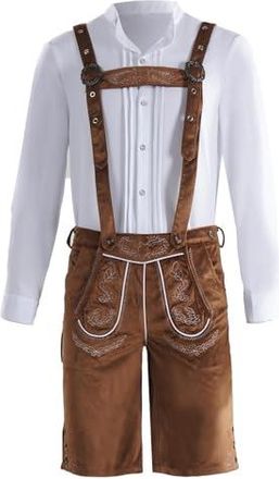 Generic Lederhosen Men - Pantalon en cuir allemand pour homme, tenue Oktoberfest - Genou marron clair, marron, XS