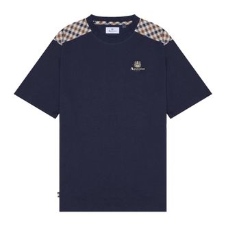 Aquascutum CC Shoulder Club Check Tee - - Tops - Herren - Blau - 2XL