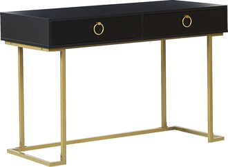 Beliani Moderner, rechteckiger Konsolentisch schwarz/Gold mit Metallgestell Westport
