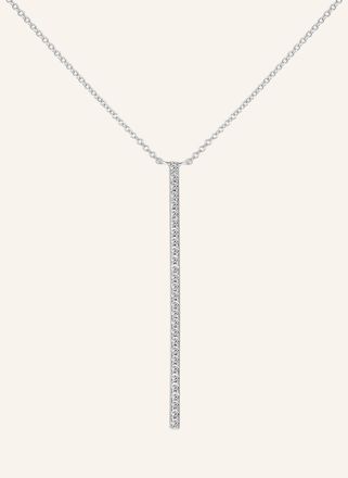 Leaf Halskette Bar Aus 18 Karat Wei&szlig;gold Mit Diamanten silber