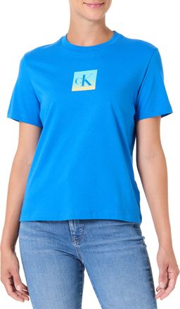 Calvin Klein Damen T-Shirt Kurzarm Classic Fit Tee aus Baumwolle, Blau (Cobalt Blue), M