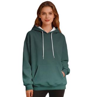 Generic Pull &agrave; capuche tendance d&eacute;grad&eacute; pour femme, manches longues, pull &agrave; capuche surdimensionn&eacute; confortable, streetwear d&eacute;contract&eacute;, coupe ample, avec poch
