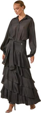 Souvenir Femme, Jupes, Noir, Taille: 38 FR Gonna Midi a Balze in Organza
