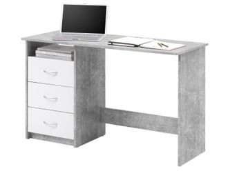 M&ouml;belando Schreibtisch Computertisch Arbeitstisch B&uuml;rotisch Laptoptisch B&uuml;rom&ouml;bel Mack I Beton/Wei&szlig;
