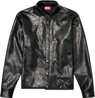 Diesel Homme, Vestes, Noir, Taille: M Cracked Effect Shirt Jacket