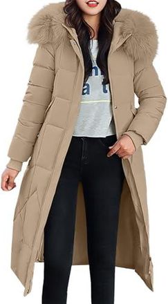 Generic Vestes dhiver pour femmes, douillettes, légères, rembourrées, coupe-vent, avec cordon de serrage - Manteau long en duvet - Tenue dextérieur chaude - G