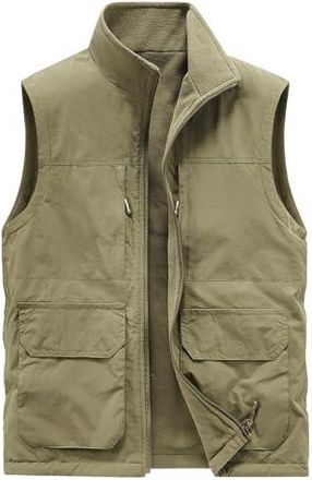 Generic Gilet Sans Manche Homme Zippé- Veste Chaude Grande Taille Confortable Décontracté Avec Poches Couleur Unie Débardeur Chic Coupe Slim Épais Thermique P