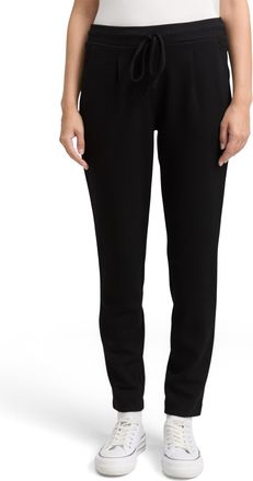 Tom Tailor Damen 1048854 Loose Slim Jacquard Hose mit Kordelzug, 14482-Deep Black, 34W / 30L