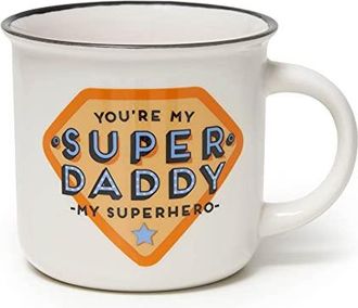 Legami Legami - Cappuccinotasse, Super Daddy Thema, New Bone China Porzellan, Take a Break Collection, Fassungsvermögen 350 ml, spülmaschinenfest