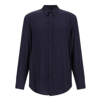 Balmain Monogramm Jacquard Hemd - - Shirts - Herren - Blau - 2XL