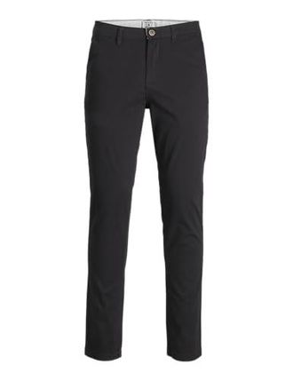 Jack & Jones Jack & Jones Pantalon Chino pour Homme, Coupe ajust&eacute;e, Pantalon Chino, Noir, 27W / 32L