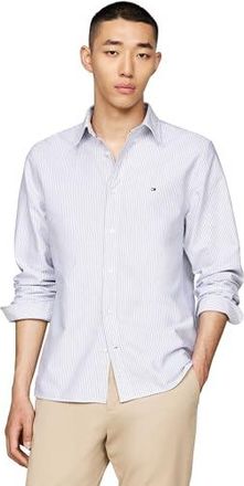 Tommy Hilfiger Chemise Homme Stripe Regular Fit Manches Longues, Multicolore (Royal Blue/White), XL